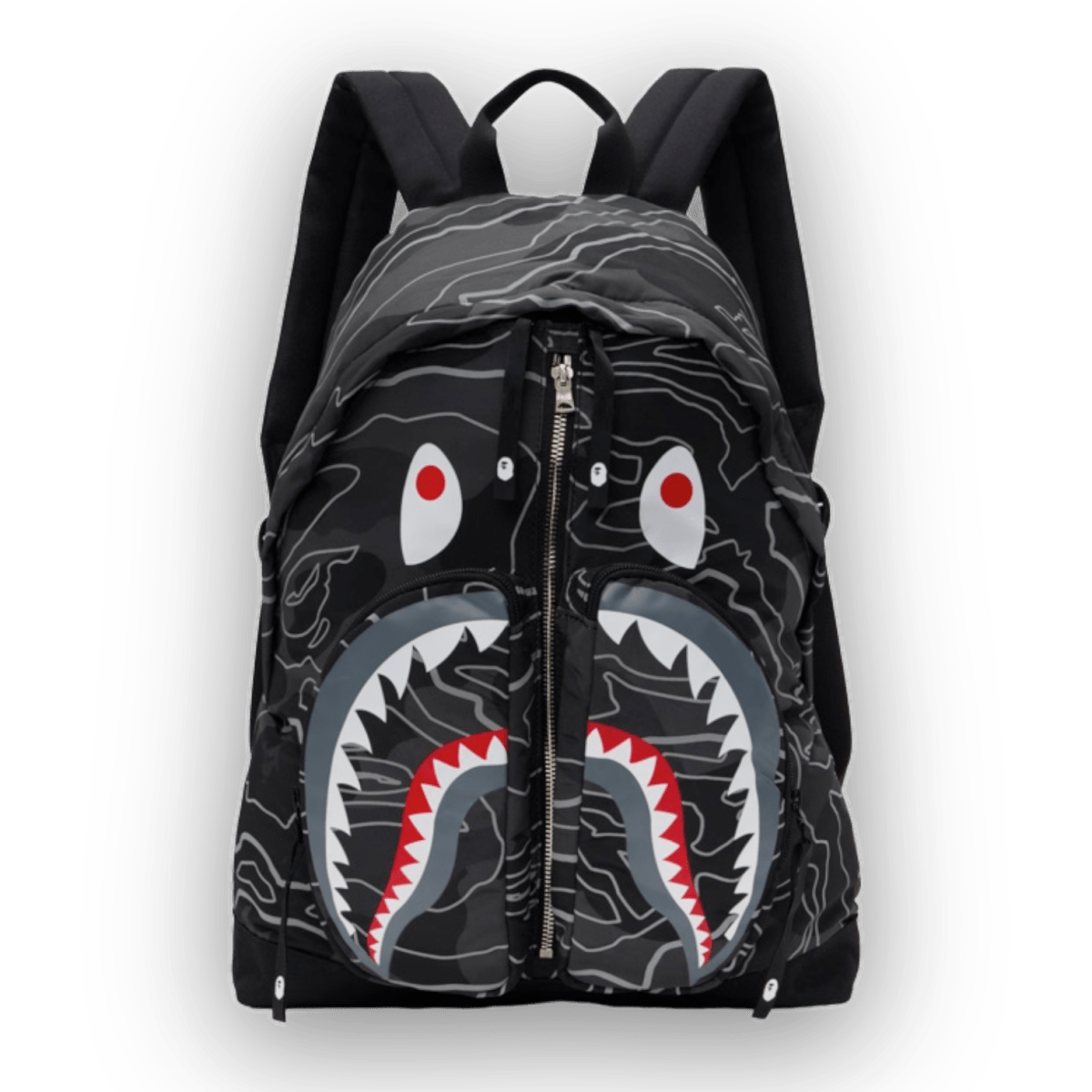 Bape Black Layered Line Camo Shark Backpack Back Pack – Jawns on Fire